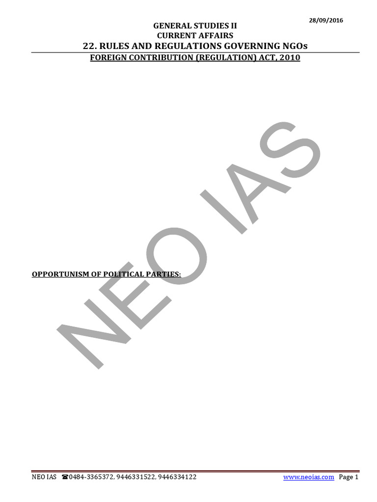 Rules and Regulations Governing NGOs | PDF | Non Governmental ...