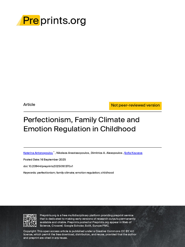 Perfectionism Family Climate | PDF | Perfectionism (Psychology ...