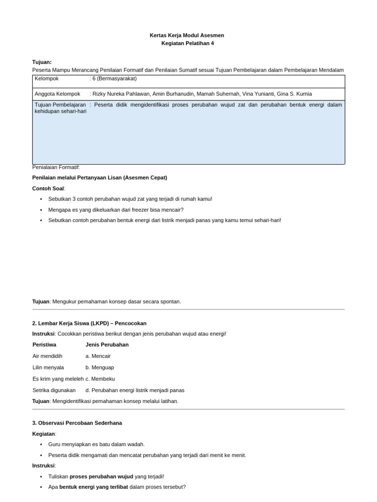 Rancangan Penilaian Formatif dan Sumatif | PDF