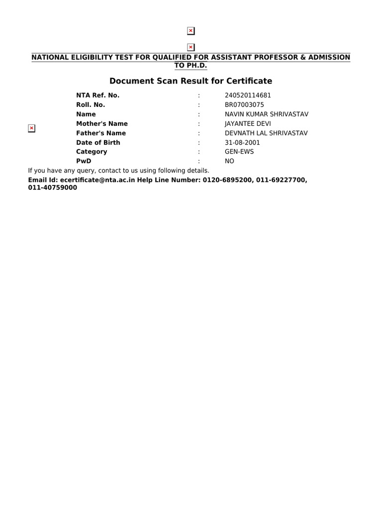 Candidate Certificate | PDF
