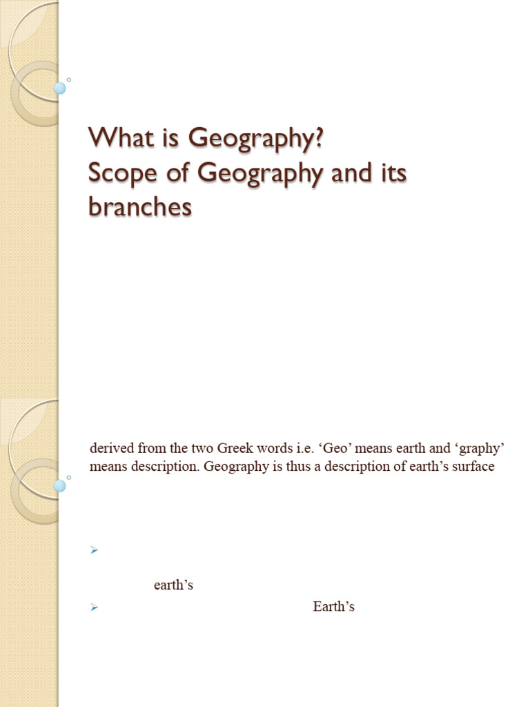 Understanding Geography: Scope & Branches | PDF | Geography | Oceans