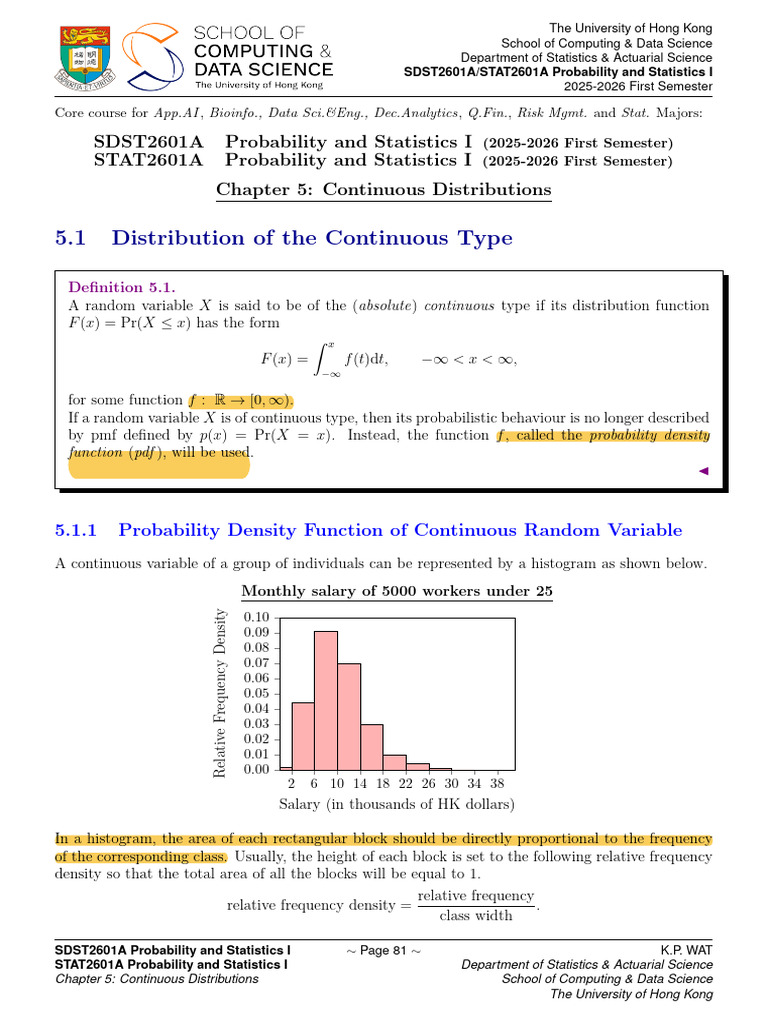 SDST2601A, STAT2601A (25-26, 1st) Chapter 5 | PDF | Probability ...