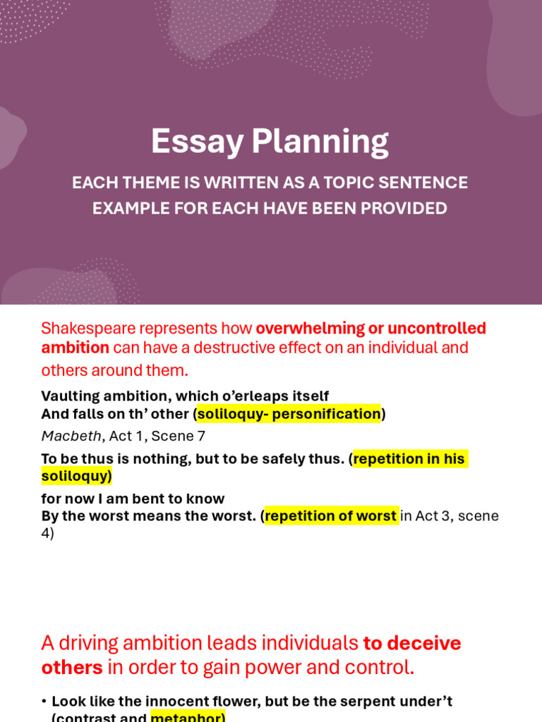 Essay Planning Intro | PDF | Macbeth