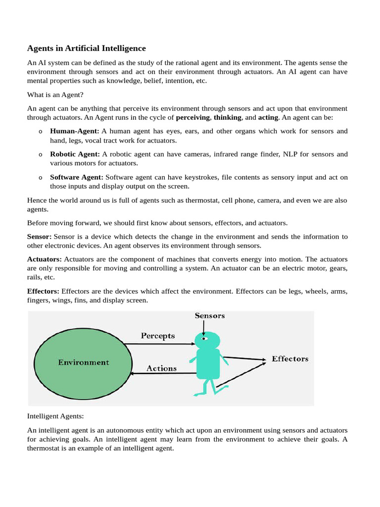Understanding AI Agents and Their Functions | PDF | Artificial ...
