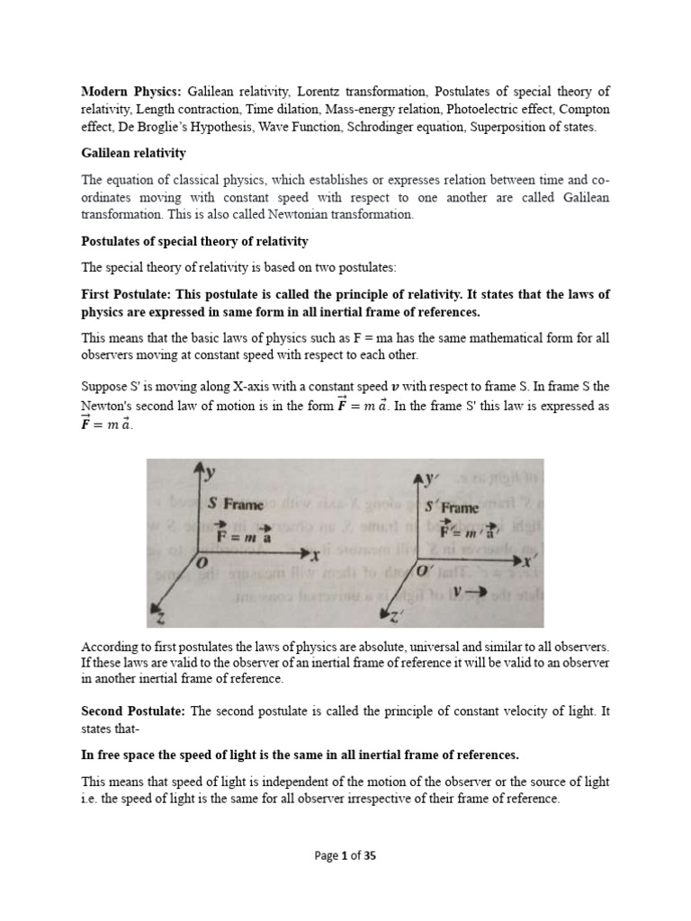 Chapter-6 Modern Physics | PDF | Photoelectric Effect | Special Relativity
