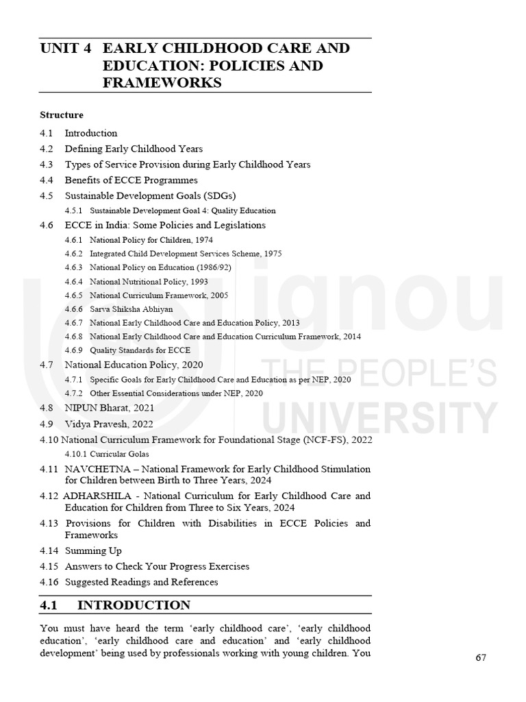 Early Childhood Care Policies in India | PDF | Early Childhood ...