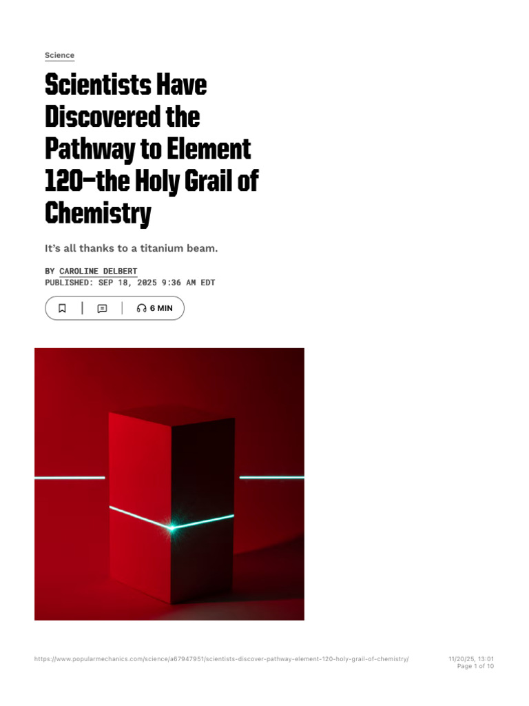 Pathway to Element 120 Discovered | PDF | Chemical Elements | Atomic ...