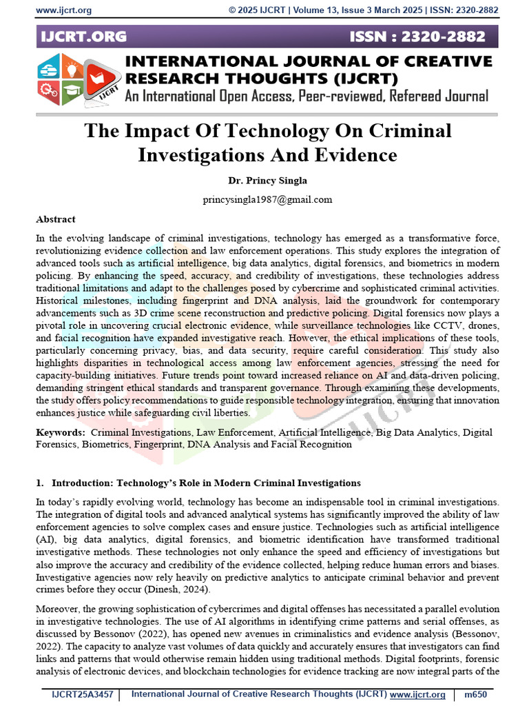 Technology's Impact on Criminal Investigations | PDF | Dna Profiling ...