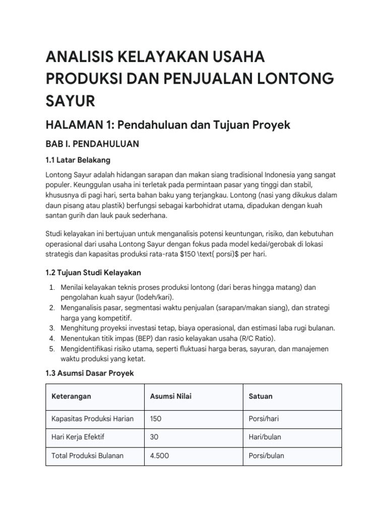 Buat Dokumen Analisa Usaha Lontong. Buat Menjadi... | PDF