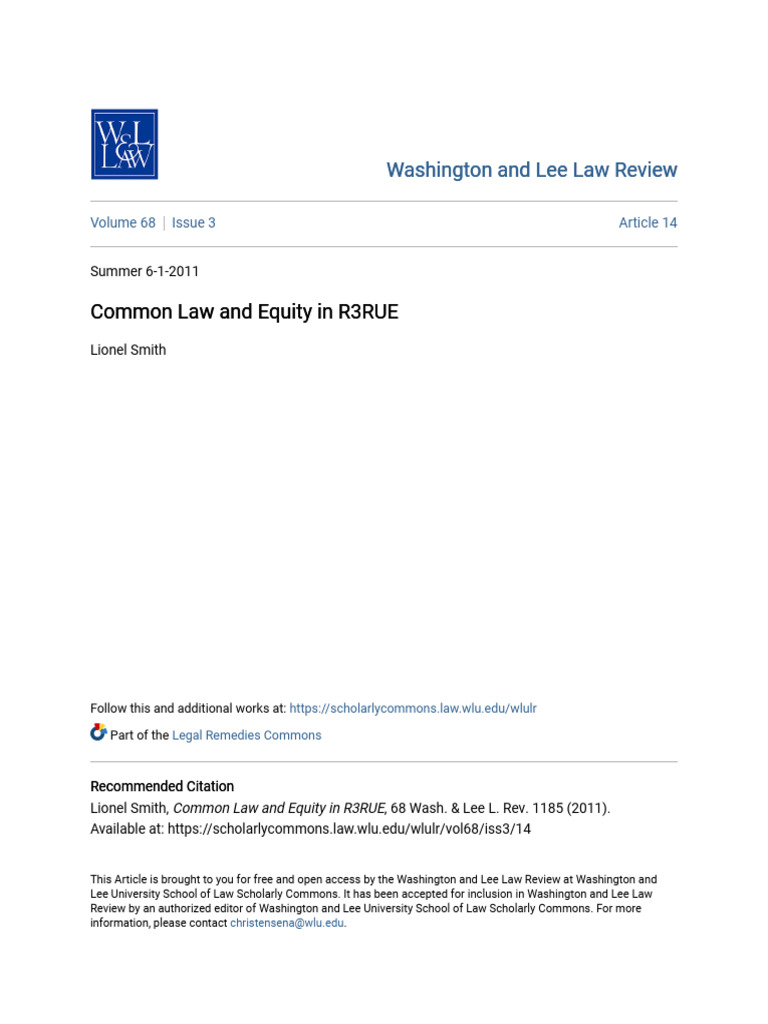 Common Law and Equity in R3RUE | PDF | Equity (Law) | English Trust Law