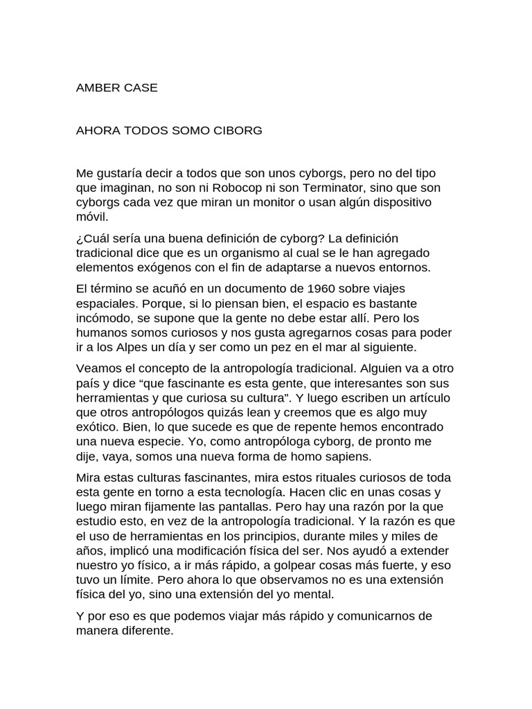 AMBER CASE Somos Cyborg | PDF | Cyborg