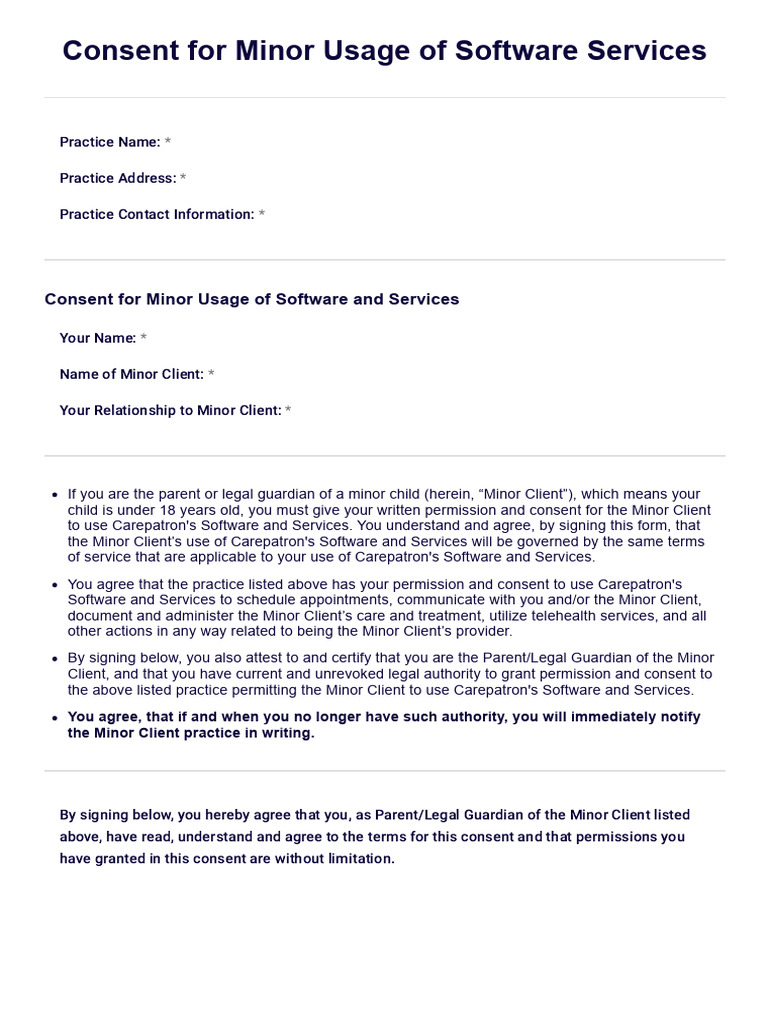 Minor Consent for Software Use | PDF