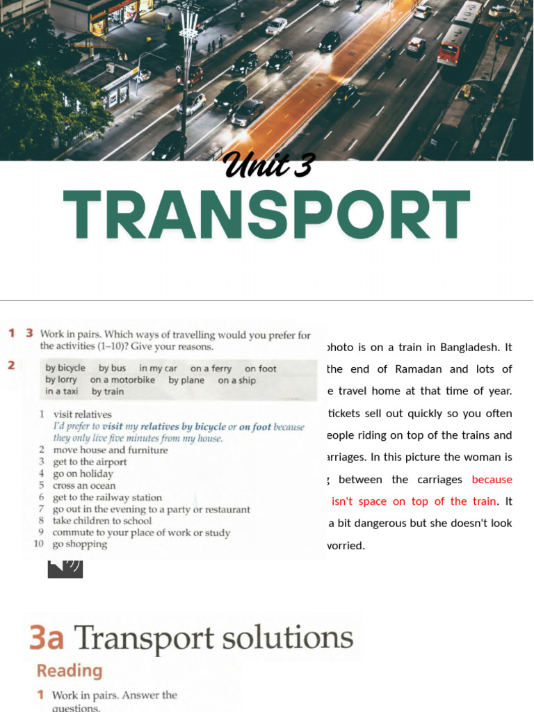 Unit 3 Transport - Lesson 1 | PDF | Train | Transport