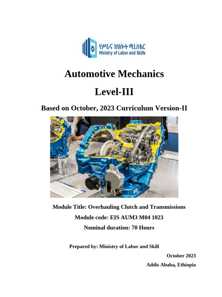 M04 - Overhaul Clutch and Transmission | PDF | Manual Transmission | Clutch