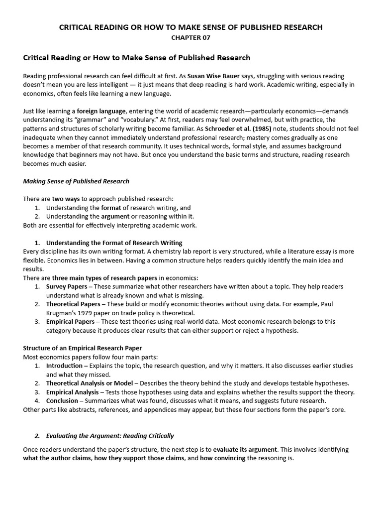 Mastering Critical Reading of Research | PDF | Theory | Argument