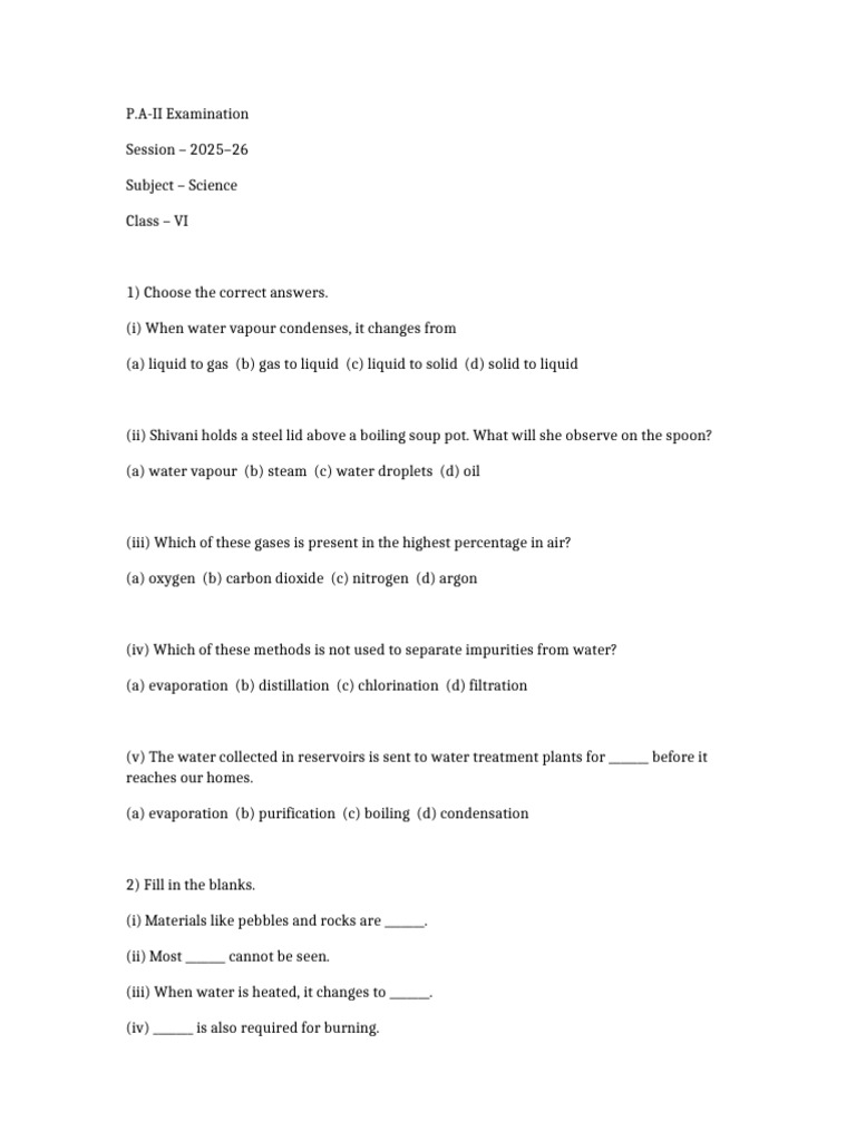 Science Question Paper | PDF