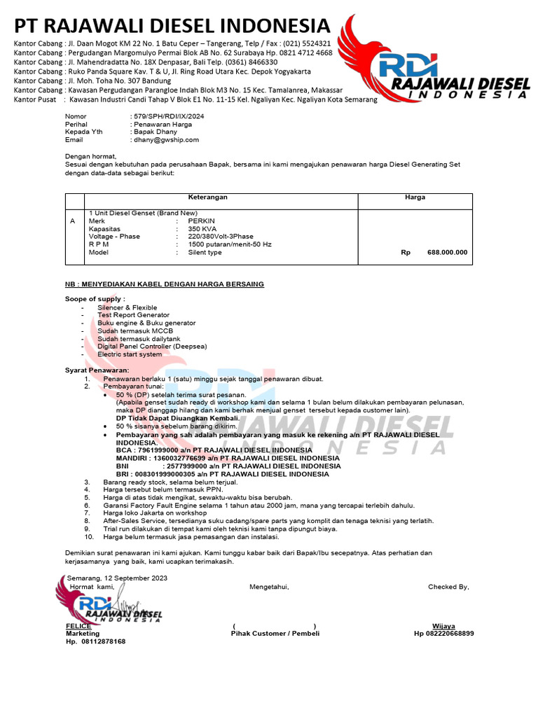 Perkins Genset 350 KVA | PDF