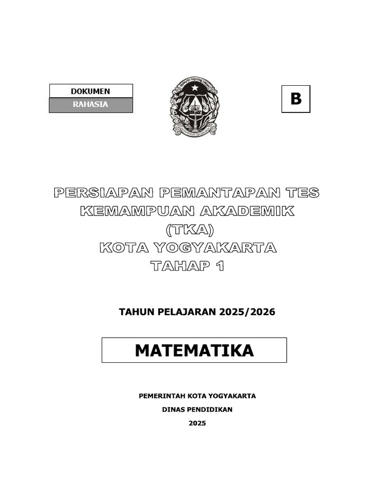 4. Soal Tka Mtk Kota Ke-1 Paket b Final (1) | PDF