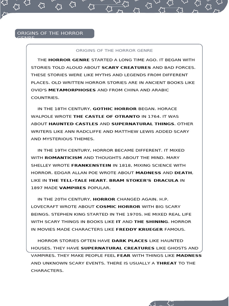 Horror Stories Origins Adapted | PDF | Horror Fiction | Gothic Fiction