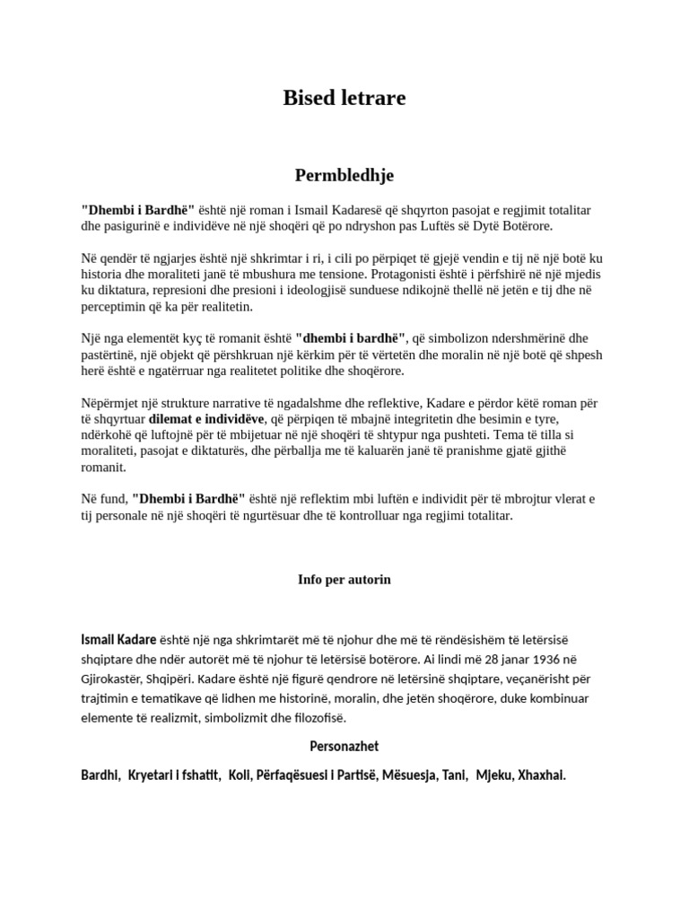 Bised Letrare 8 Dhembi I Bardh tr.3 | PDF