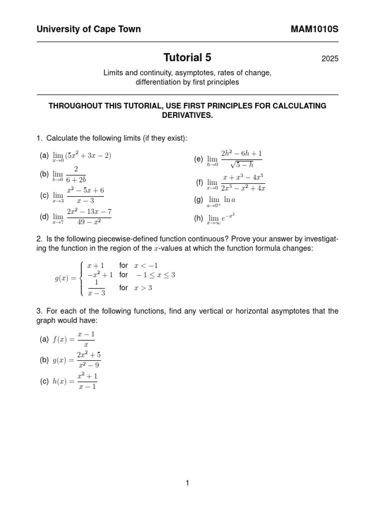 Tutorial_5 | PDF | Derivative | Mathematical Physics