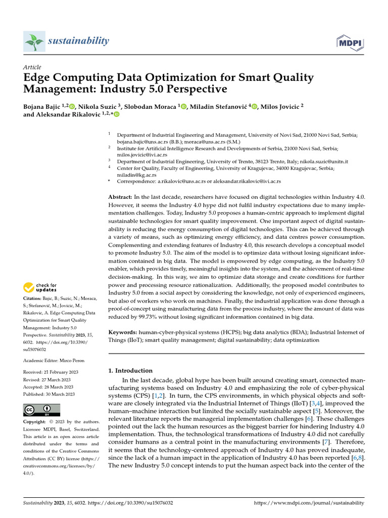 Edge Computing Data Optimization For Smart Quality Managemen Industry 5 ...