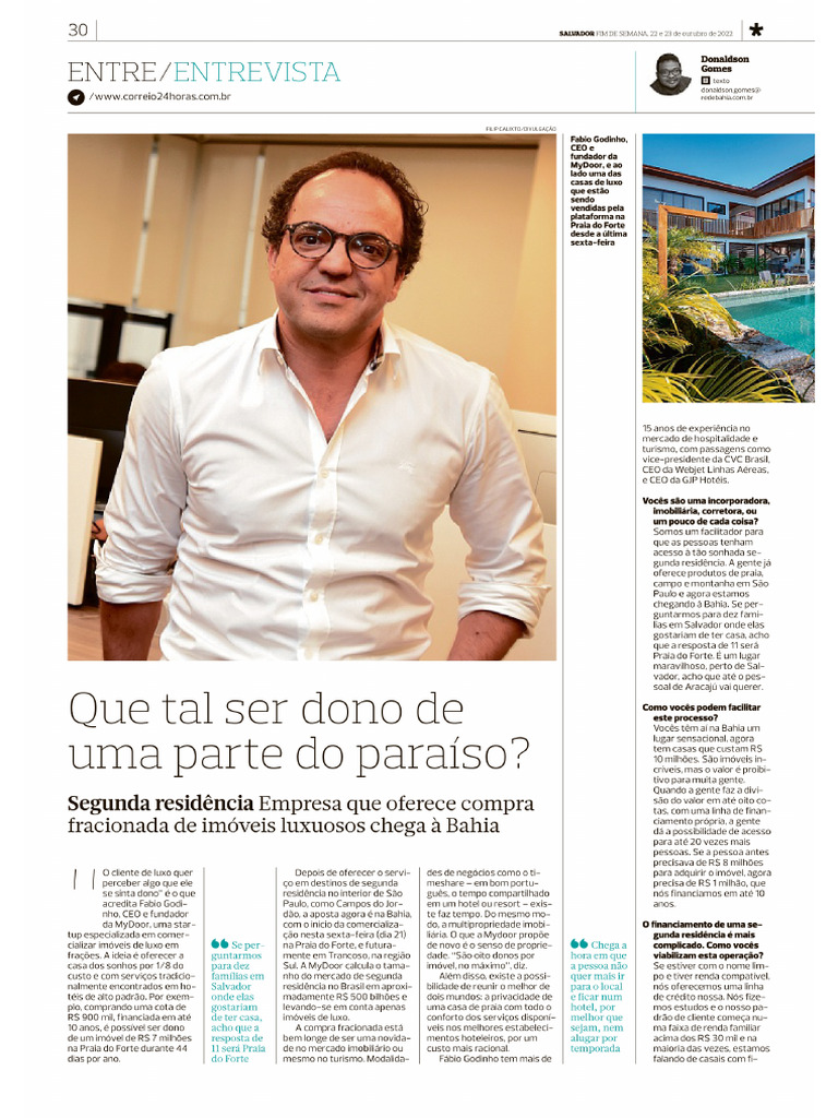 CLIPPING 20221022 MyDoor Chega a Praia Do Forte | PDF