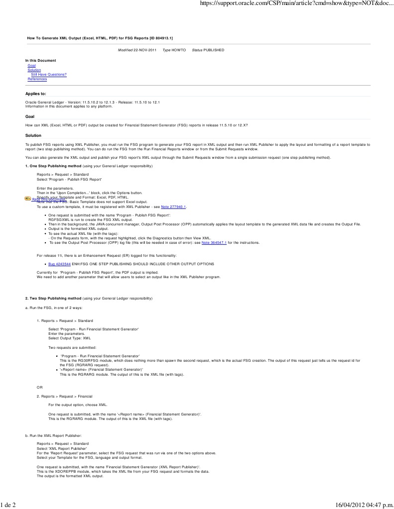 How To Generate Xml Output Excel Html Pdf For Fsg Reports Pdf Portable Document Format Xml 9250