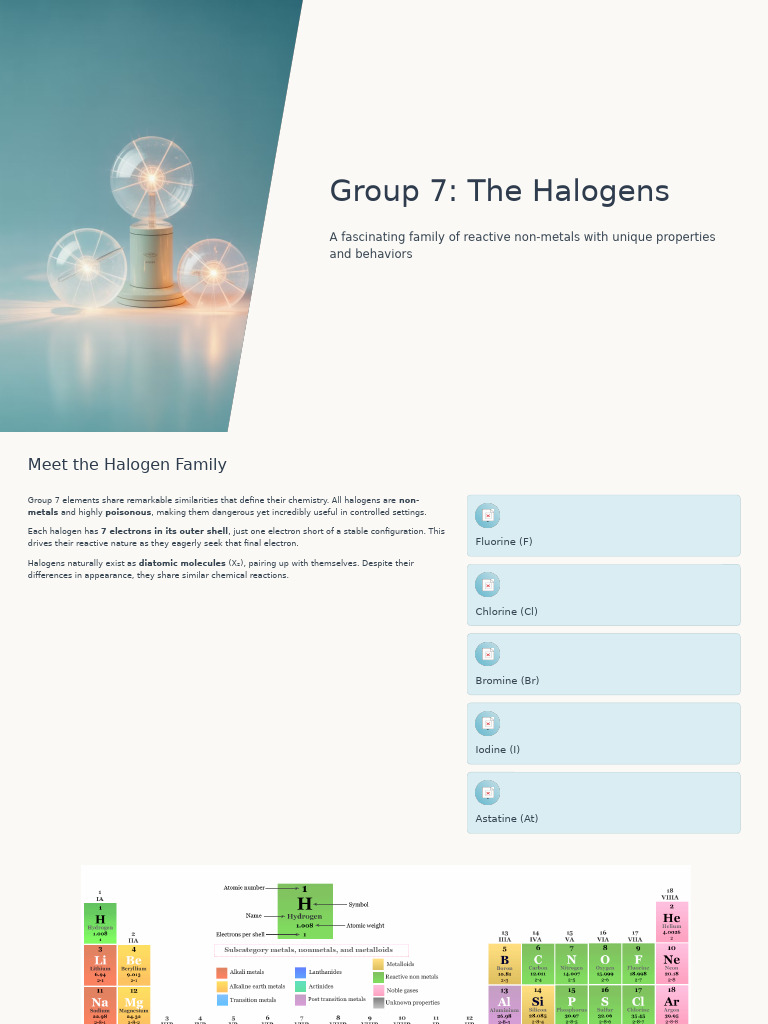 Group 7 the Halogens | PDF | Chlorine | Ion