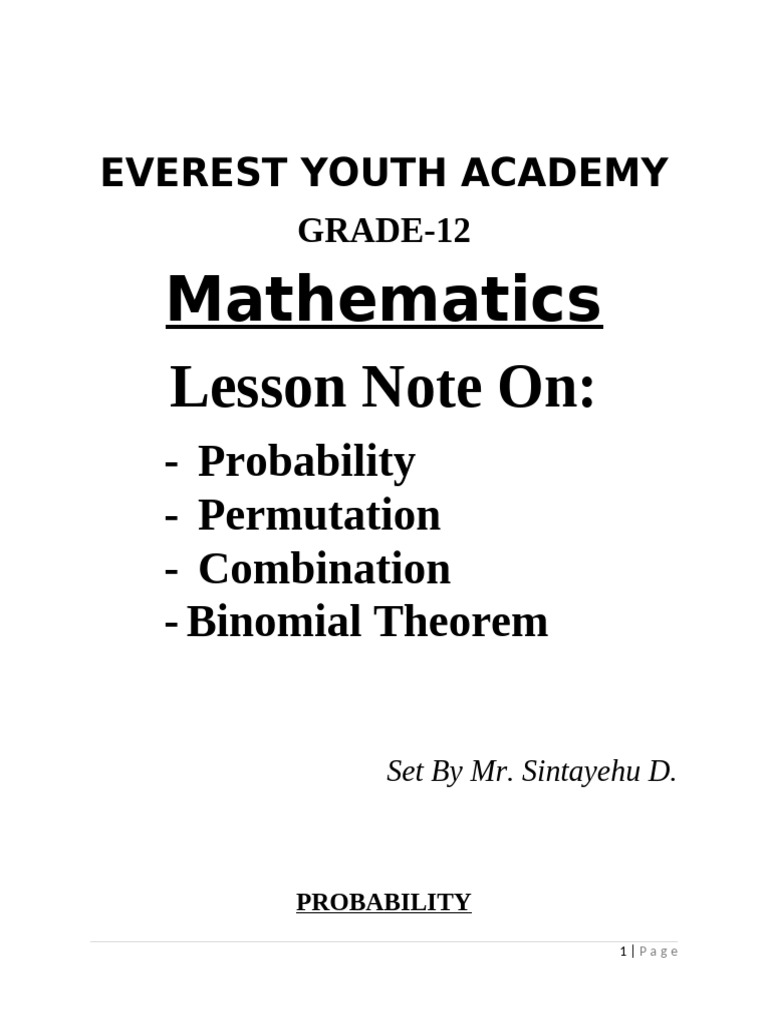 Grade 12 Math: Probability & Combinations | PDF | Probability | Permutation