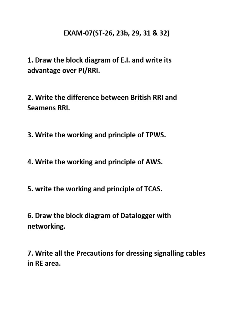 Exam-07 (St-26, 23b, 29, 31 & 32) STTC App Sm-III Asked Questions | PDF