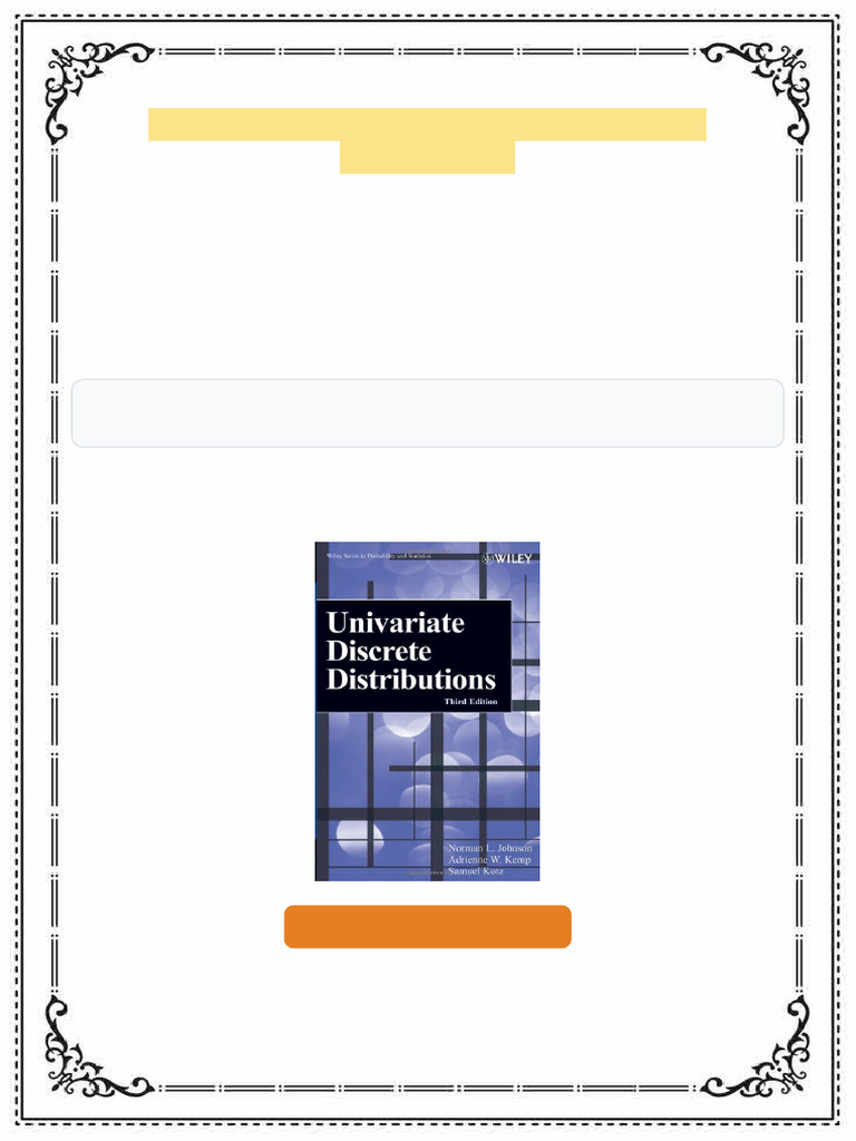 Univariate discrete distributions 3ed Edition Johnson N.L. Available ...