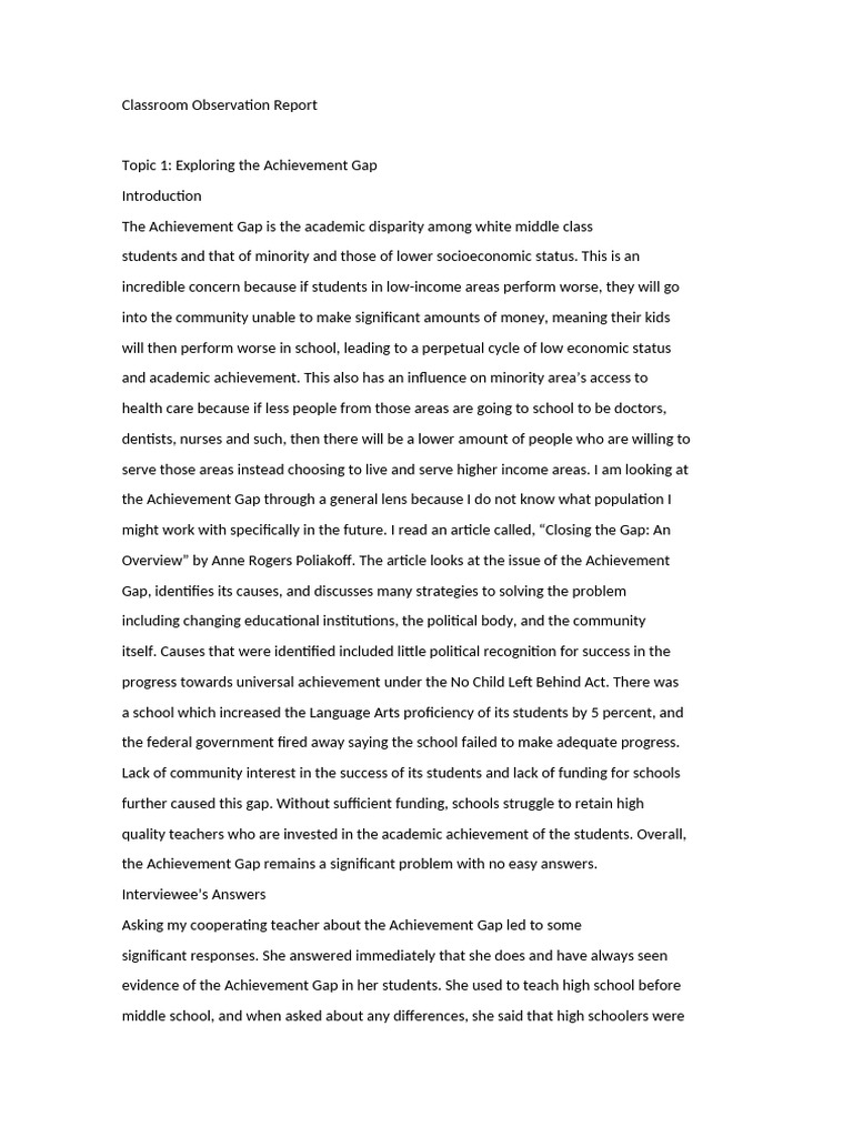 Classroom Observation Report | PDF | Educational Assessment | Social ...