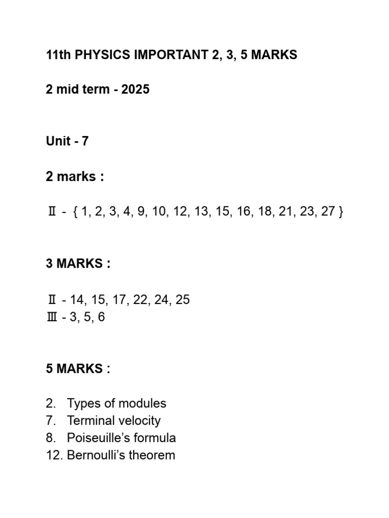 11th Physics Important Qns Document | PDF