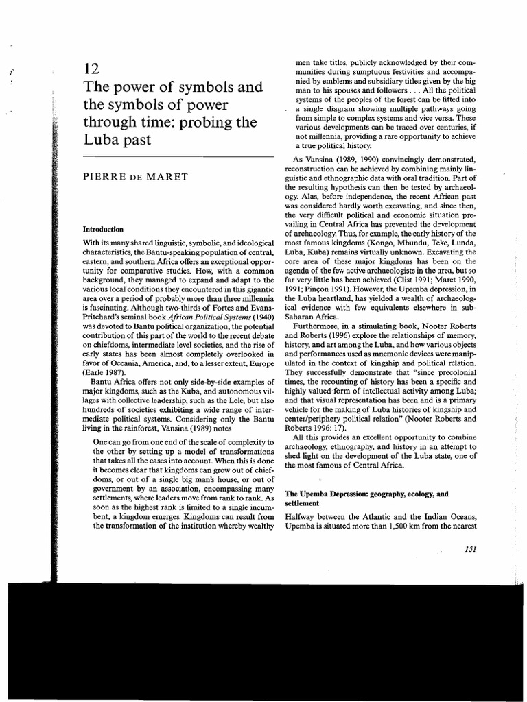 De Maret 1999 (The Power of Symbols and The Symbols of Power Through Time - Probing The Luba ...