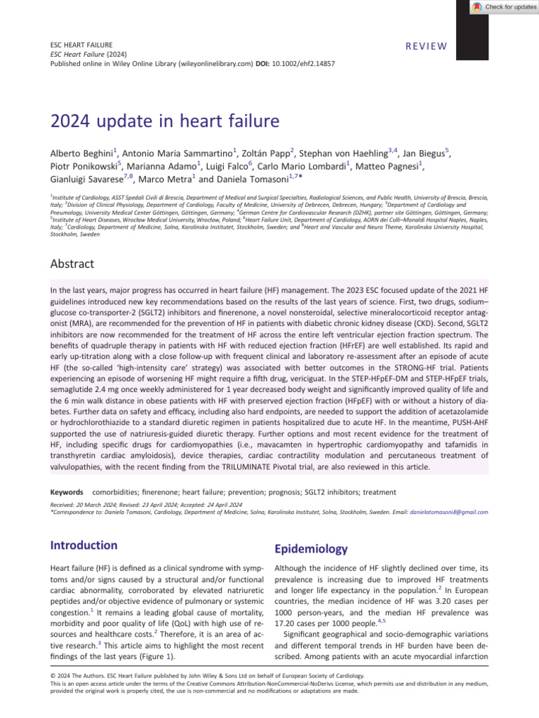 ESC Heart Failure - 2024 - Beghini - 2024 Update in Heart Failure | PDF ...