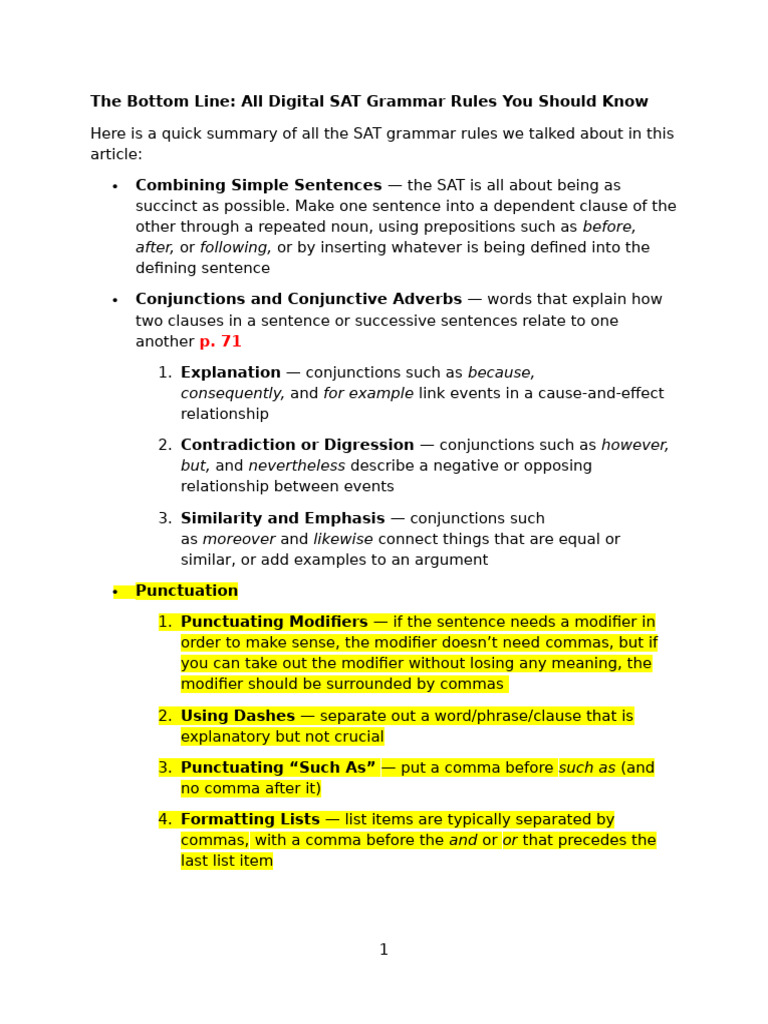 Essential Digital SAT Grammar Rules | PDF | Grammatical Number | Pronoun