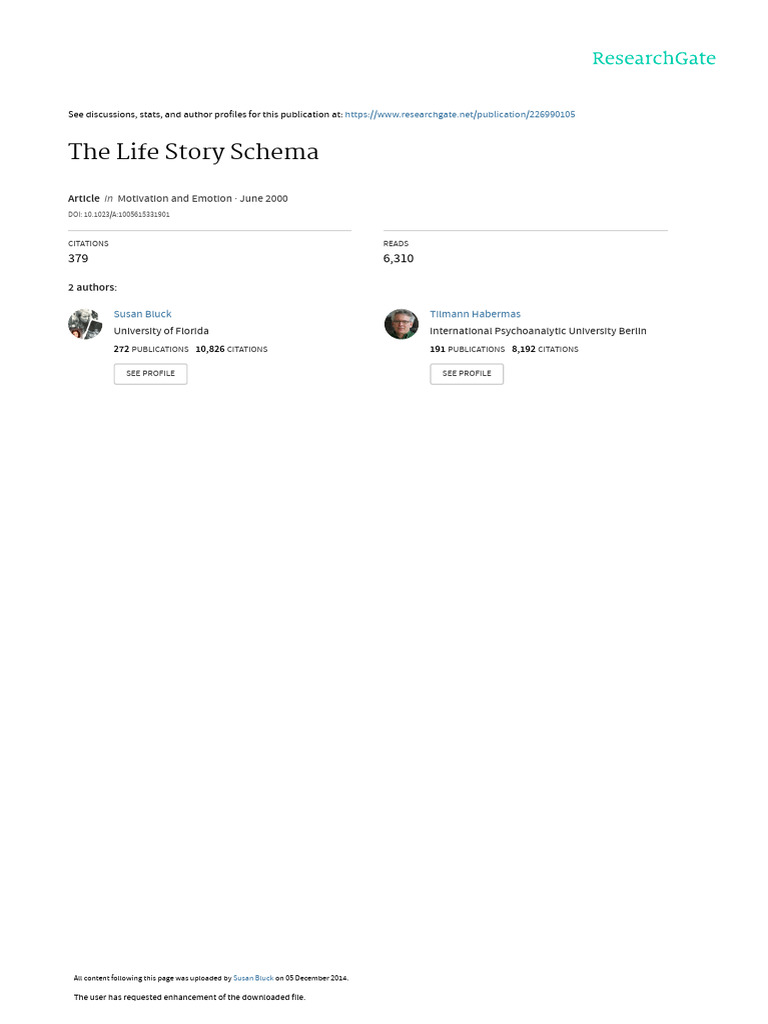 LifeStorySchema 2001 | PDF | Schema (Psychology) | Recall (Memory)