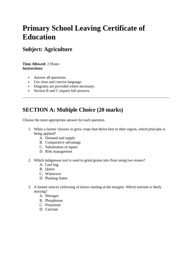 Revised Agriculture Questions | PDF | Agriculture | Soil Fertility