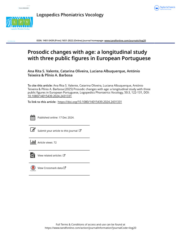 Prosodic Changes With Age A Longitudinal Study With Three Public ...