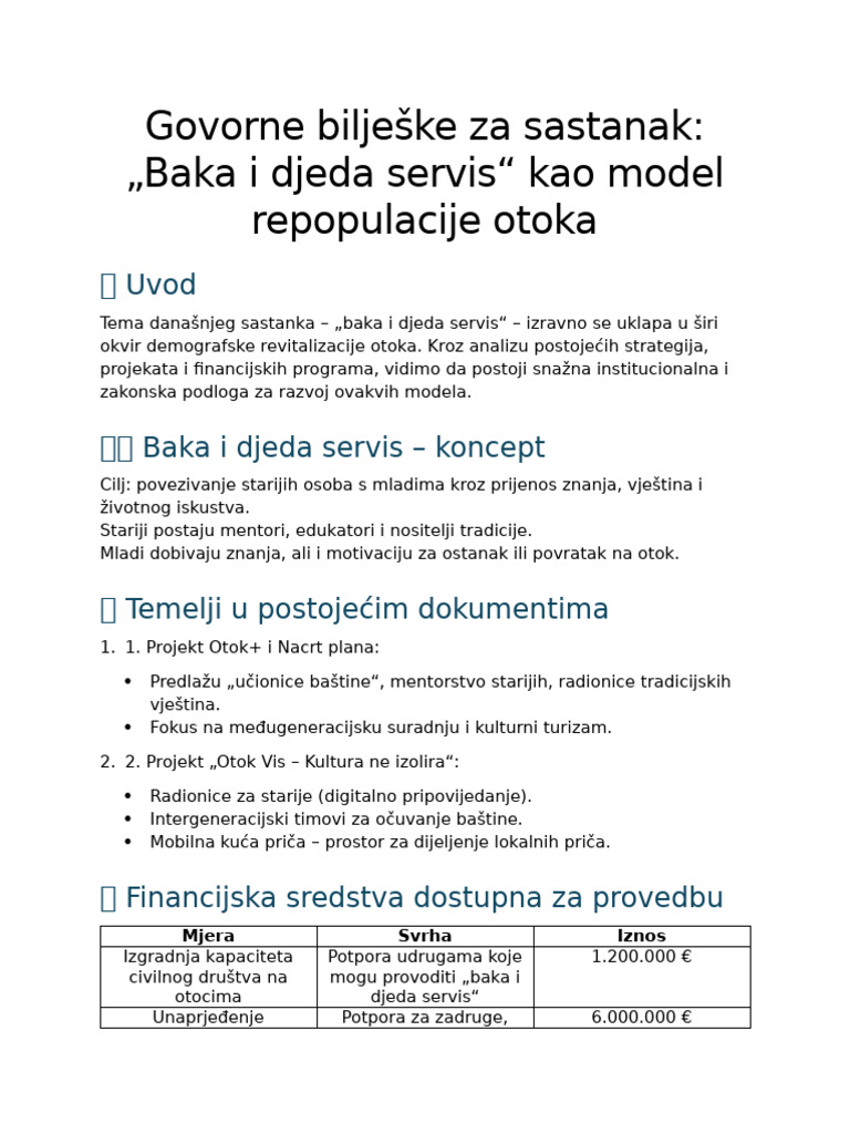 Govorne Biljeske Baka Djeda Servis | PDF