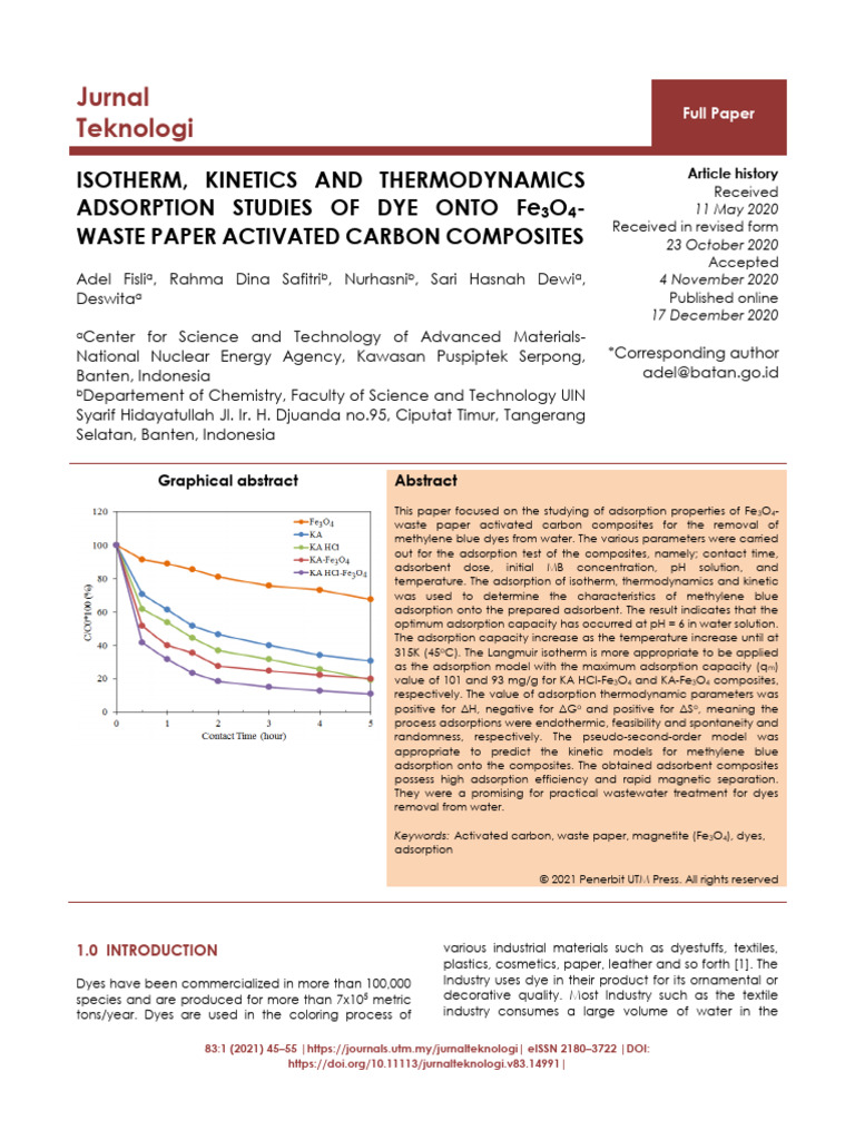 A. Fisli - ISOTHERM, KINETICS AND THERMODYNAMICS ADSORPTION STUDIES OF ...