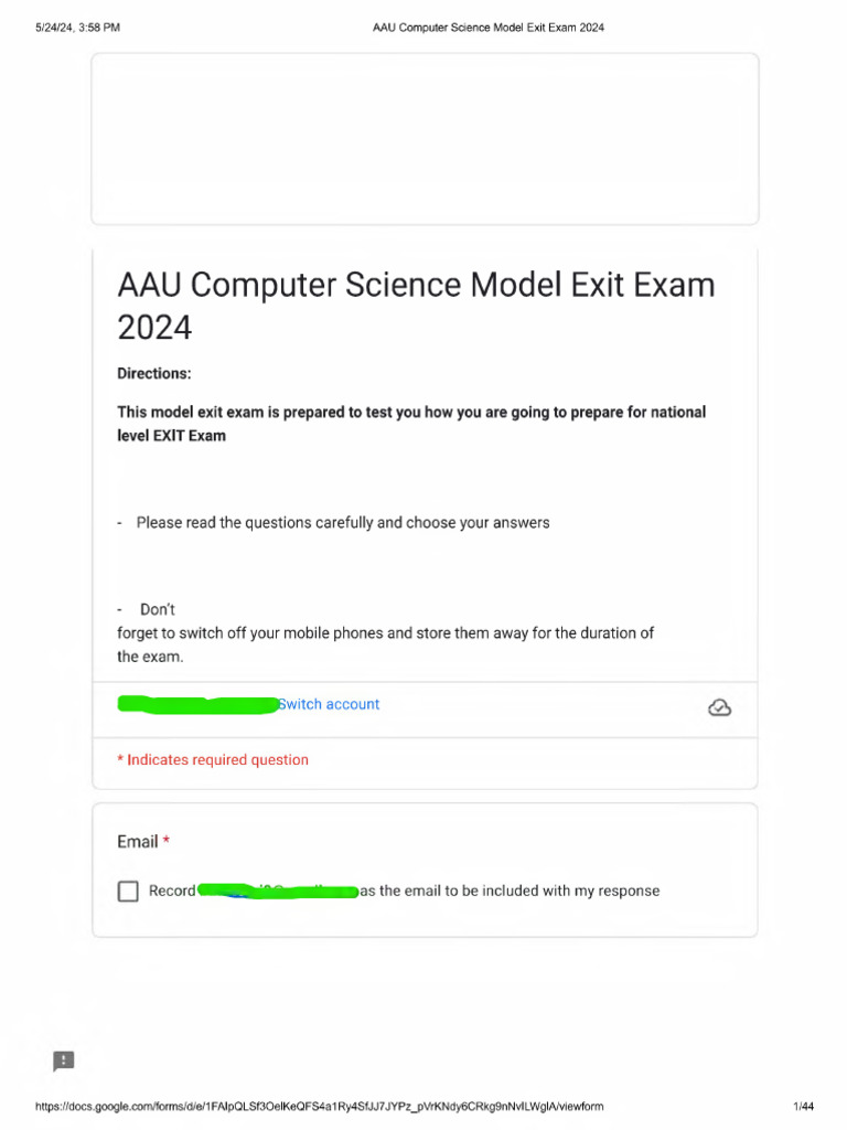 AAU Computer Science Model Exit Exam Editable | PDF | Computer Network ...