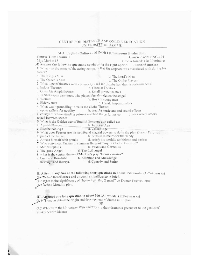 Old English Paper of Jammu University | PDF