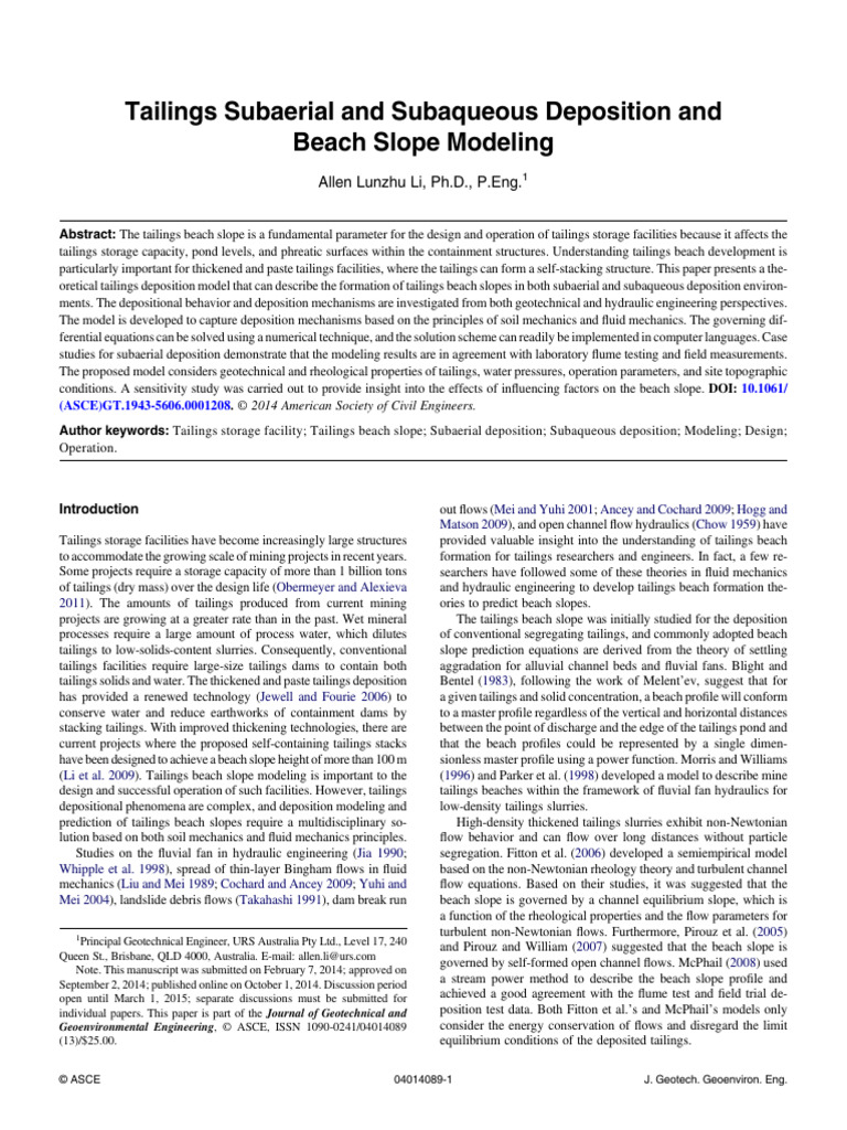 Li, A. L. (2015) - Tailings Subaerial and Subaqueous Deposition and ...