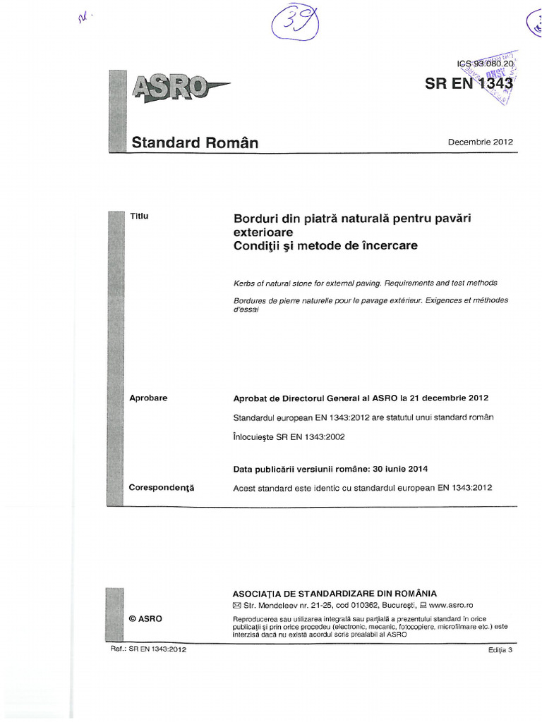 SR en 1343-2012 - Borduri Din Piatra | PDF