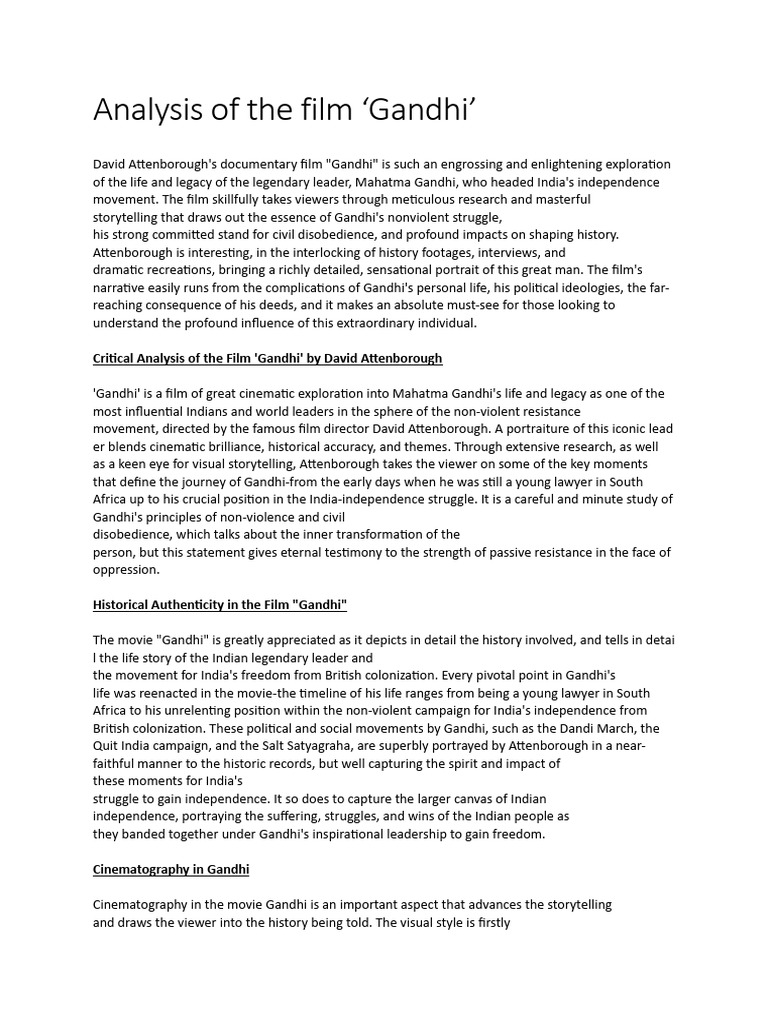 Critical Analysis of Attenborough's "Gandhi" | PDF | Mahatma Gandhi ...