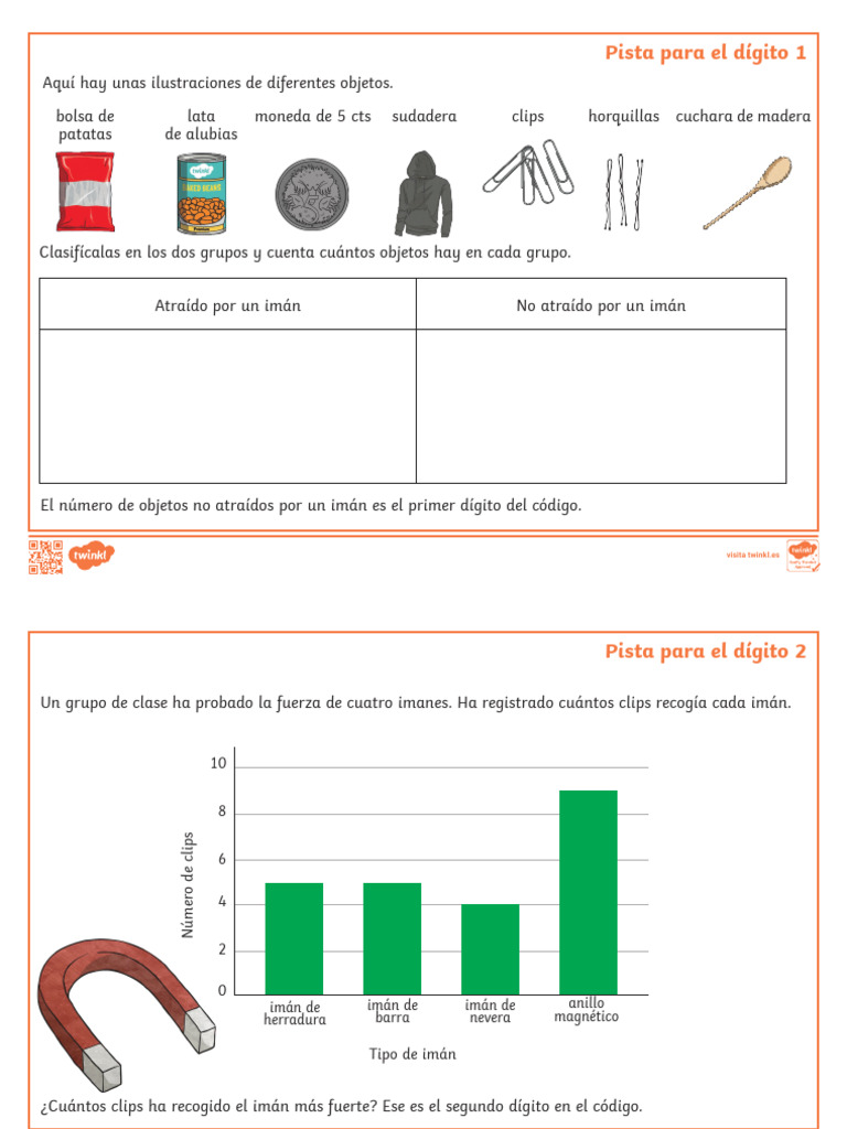 Tarjetas de Pistas Scape Room Fuerzas e Imanes | PDF | Imán | Fenomeno ...