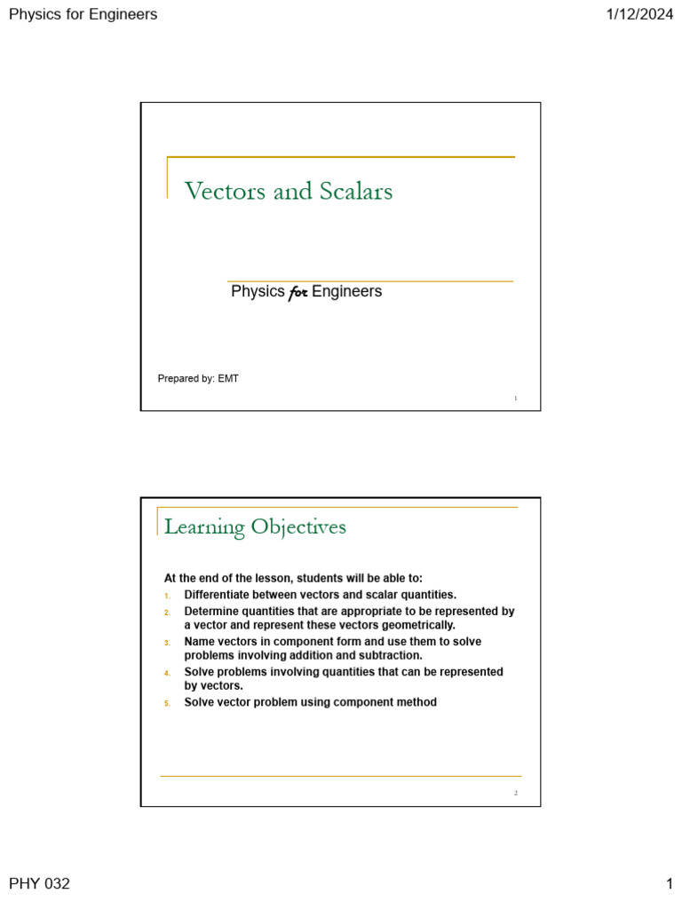 Vectors and Scalars | PDF | Euclidean Vector | Angle
