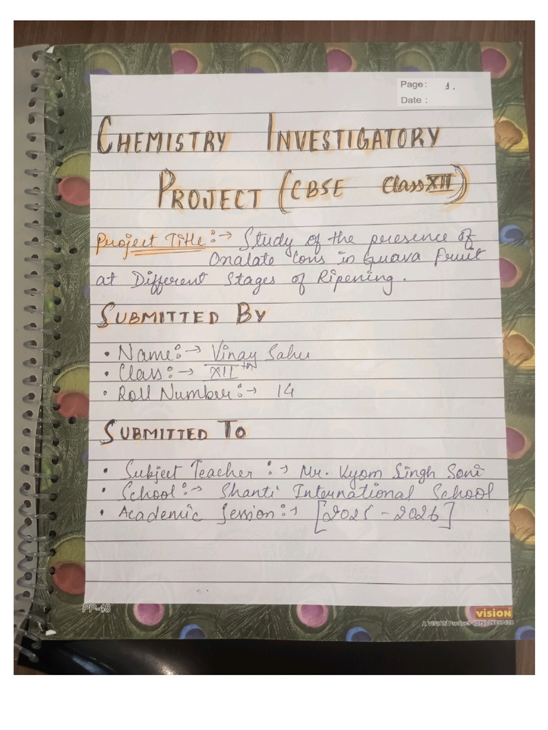 Chemistry Investigatory Project | PDF